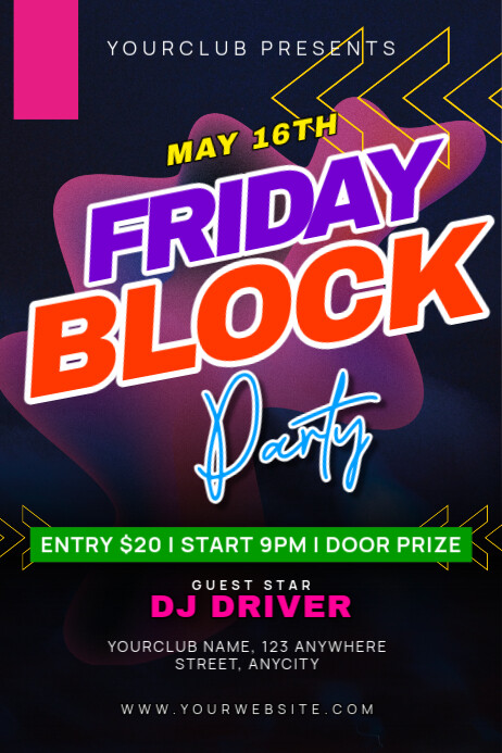 Black 3d Friday Block Party Poster Template | PosterMyWall