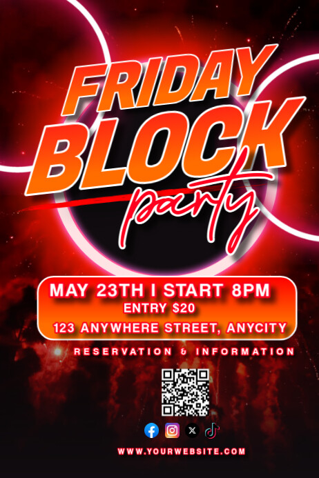 Black 3d Friday Block Party Poster Template | PosterMyWall