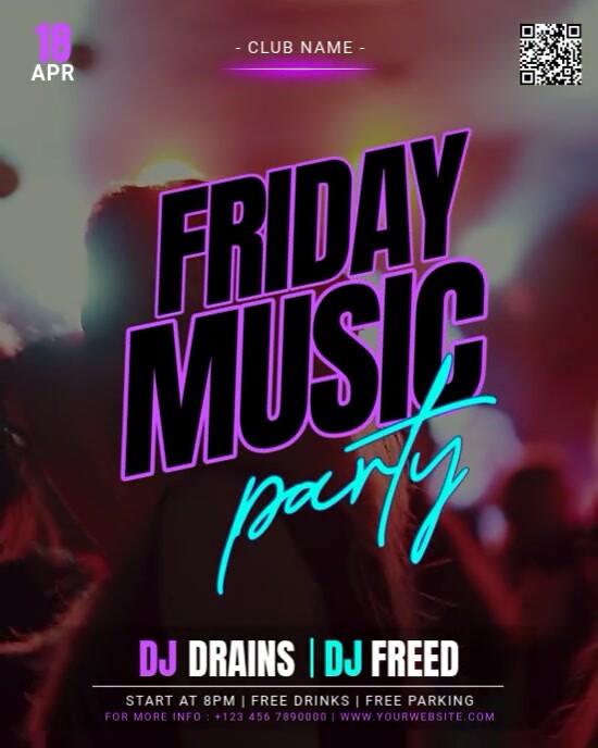 Copy of Black 3d Friday Music Party Instagram Portrait | PosterMyWall