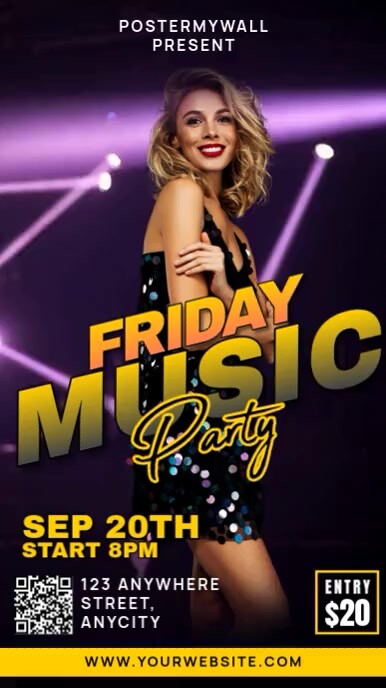 Black 3d Friday Music Party Reel Instagram Template | PosterMyWall