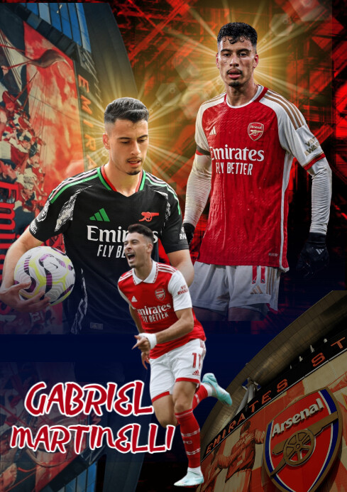 Copy of Black 3d Gabriel Martinelli Arsenal Football Player A4 ...