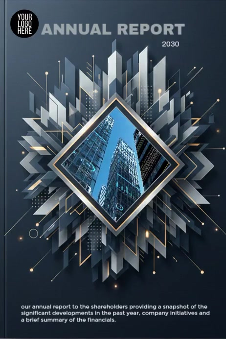 Black 3d Geometric Annual Report Cover Poster Template | PosterMyWall