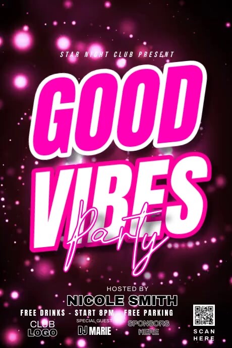 Black 3d Good Vibes Party Poster Template | PosterMyWall