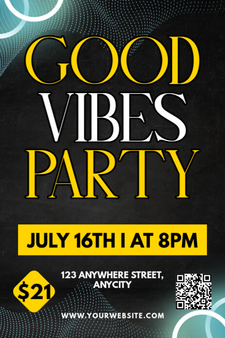 Black 3d Good Vibes Party Poster Modelo | PosterMyWall