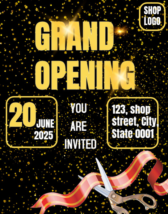 Black 3d Grand Opening Invitation Poster/wallboard Template | PosterMyWall