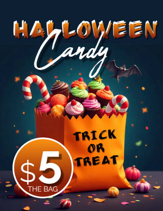 Black 3d Halloween Candy Volantino (us Letter) Template | PosterMyWall