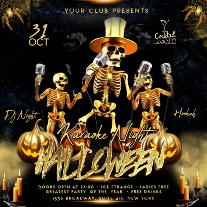 Black 3d Halloween Karaoke Square (1:1) Template | PosterMyWall
