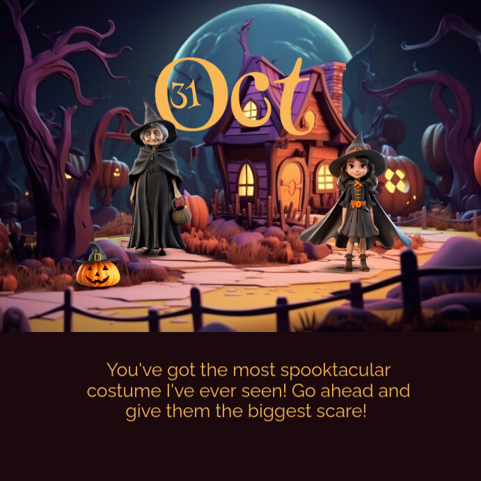 Plantilla de Black 3d Halloween October 31 Instagram Post | PosterMyWall