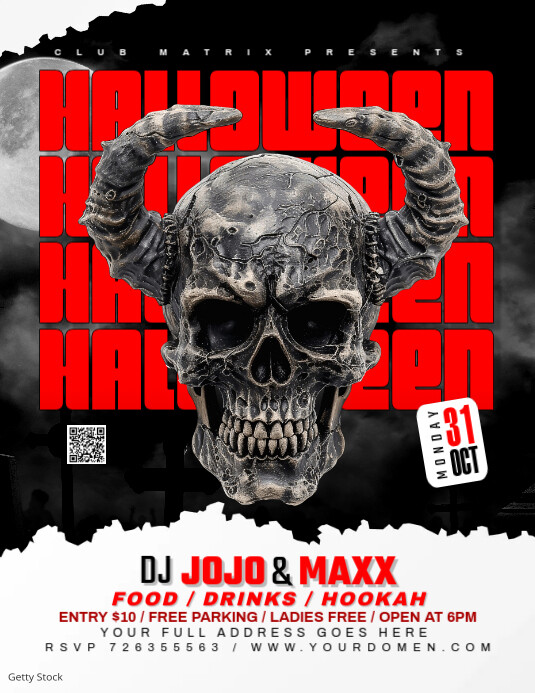 Black 3d Halloween Party Night Flyer (us Letter) Template | PosterMyWall