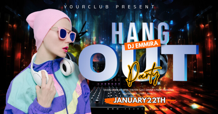 Black 3d Hangout Party Gambar Bersama Facebook Template | PosterMyWall