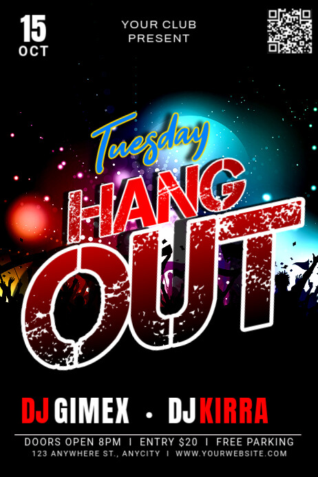 Black 3d Hangout Party Poster Template | PosterMyWall