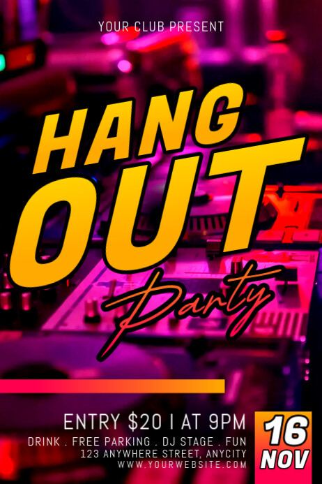 Black 3d Hangout Party Poster Template | PosterMyWall