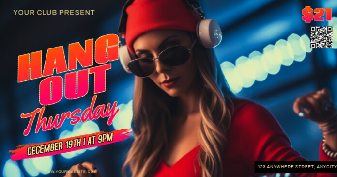 Black 3d Hangout Party Thursday Gambar Bersama Facebook Template ...