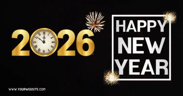 Plantilla de Black 3d Happy New Year Gambar Bersama Facebook | PosterMyWall