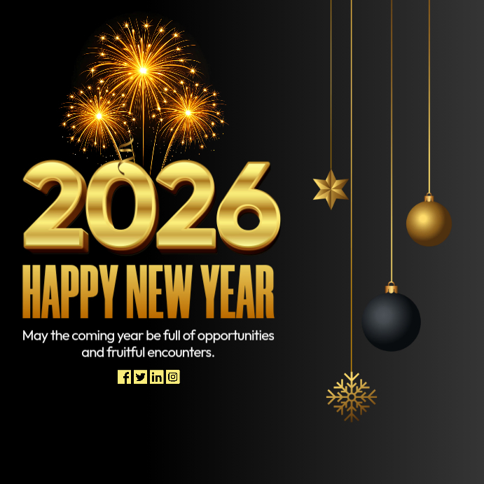 Plantilla de Black 3d Happy New Year Instagram Post | PosterMyWall