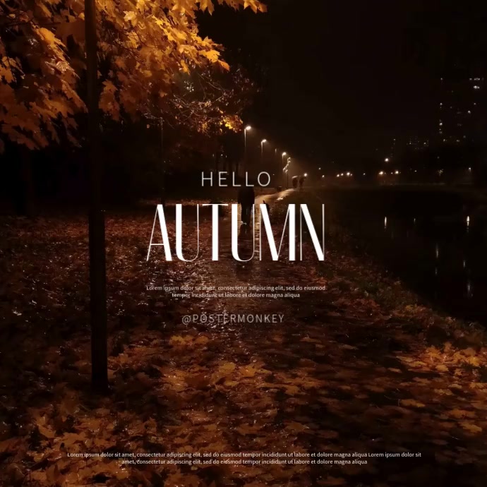 Black 3d Hello Autumn Instagram Post Template | PosterMyWall