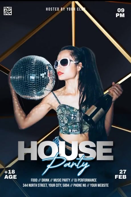 Black 3d House Party Poster Template | PosterMyWall