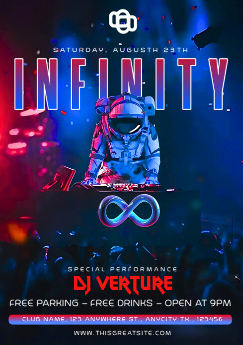 Modèle Black 3d Infinity Party A4 | PosterMyWall