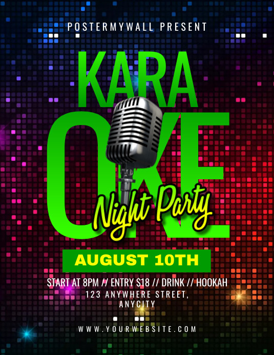 Black 3d Karaoke Night Party Pamflet (letter Template | PosterMyWall