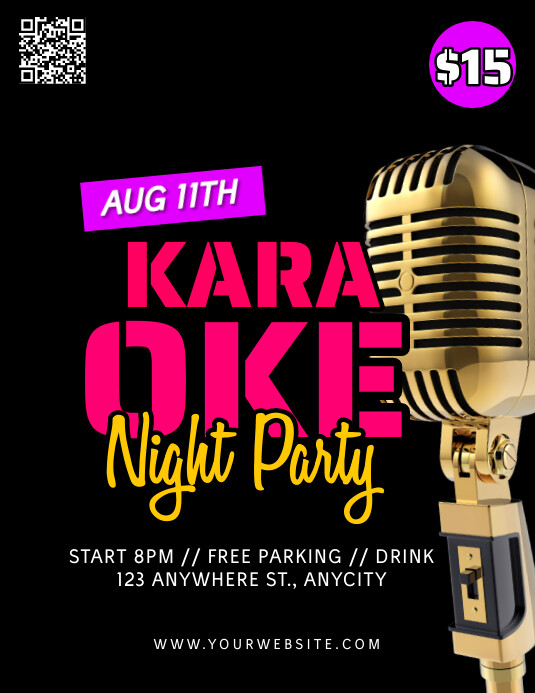Plantilla de Black 3d Karaoke Night Party Pamflet (letter | PosterMyWall