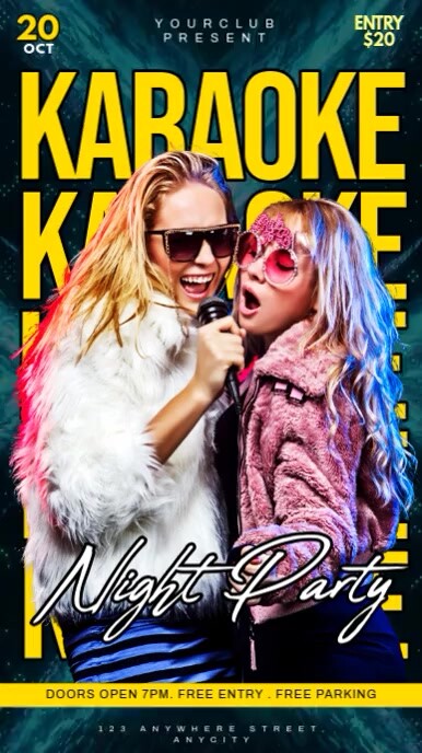 Black 3d Karaoke Night Party Reel Instagram Template | PosterMyWall