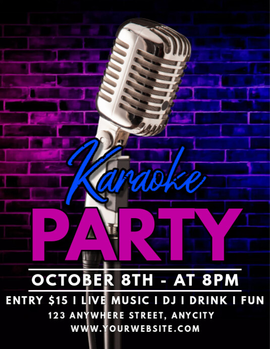 Black 3d Karaoke Party Pamflet (letter As) Template | PosterMyWall