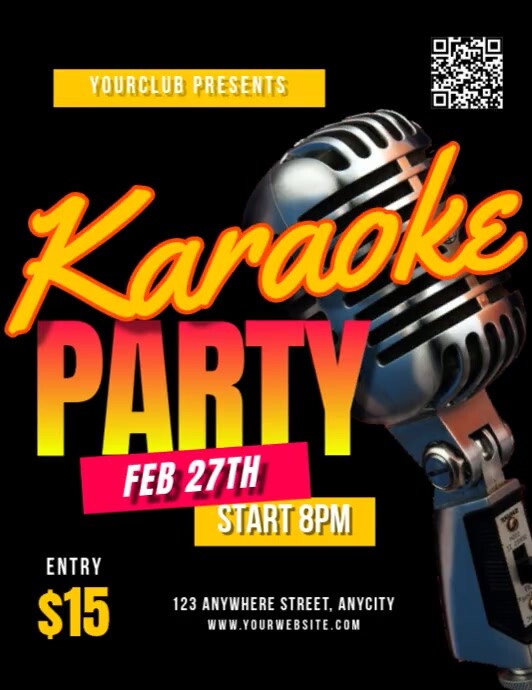 Black 3d Karaoke Party Pamflet (letter As) Template | PosterMyWall