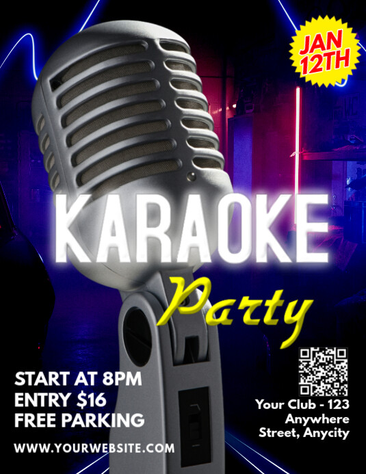 Black 3d Karaoke Party Pamflet (letter As) Template | PosterMyWall