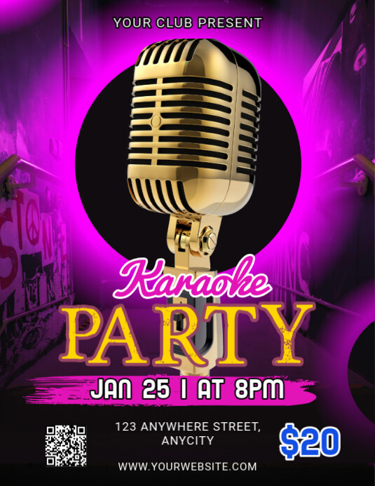 Black 3d Karaoke Party Pamflet (letter As) Template | PosterMyWall