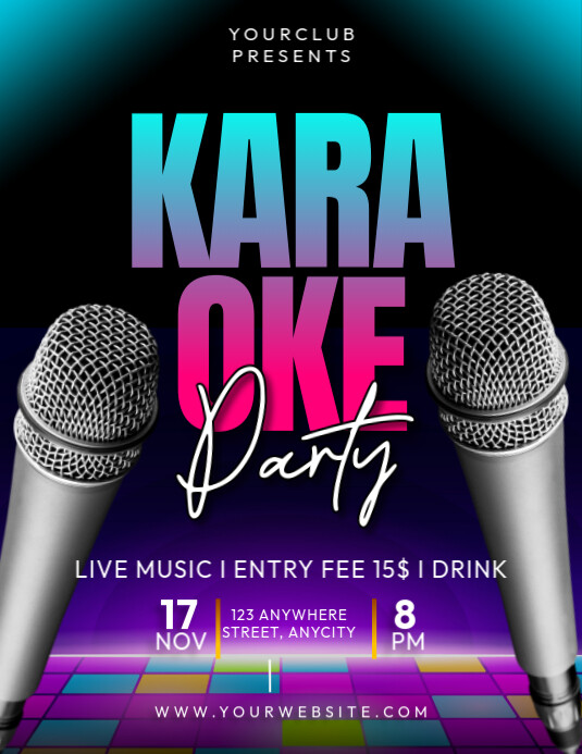 Black 3d Karaoke Party Pamflet (letter As) Template | PosterMyWall
