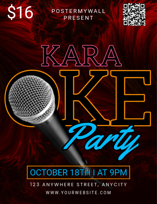 Black 3d Karaoke Party Pamflet (letter As) Template | PosterMyWall