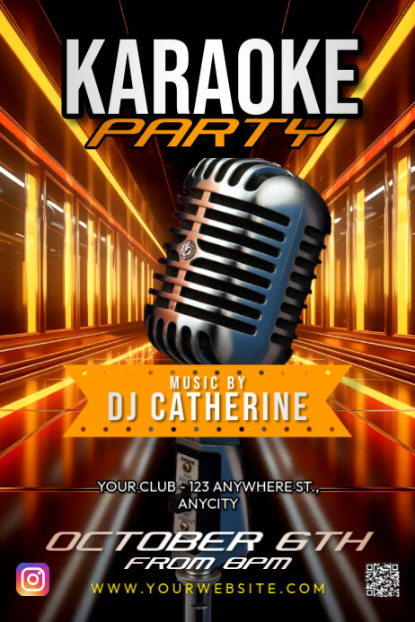 Black 3d Karaoke Party Poster Template | PosterMyWall