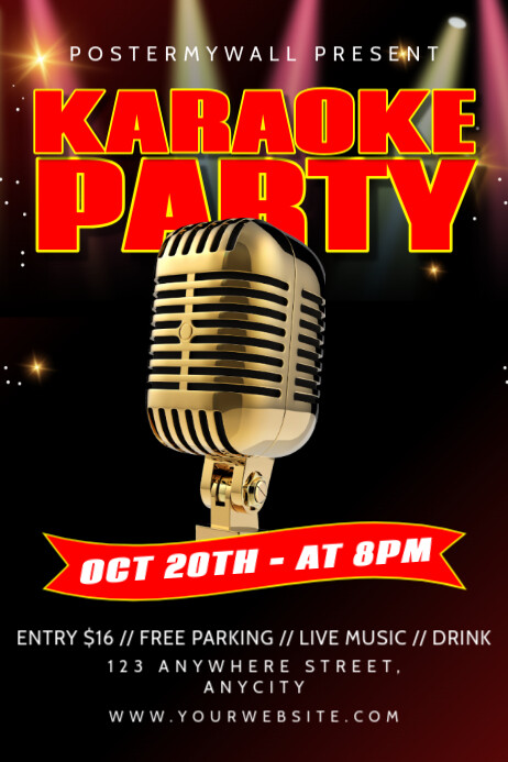 Black 3d Karaoke Party Poster Template | PosterMyWall