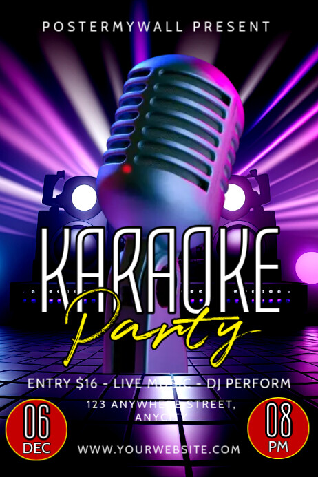 Black 3d Karaoke Party Poster Template | PosterMyWall