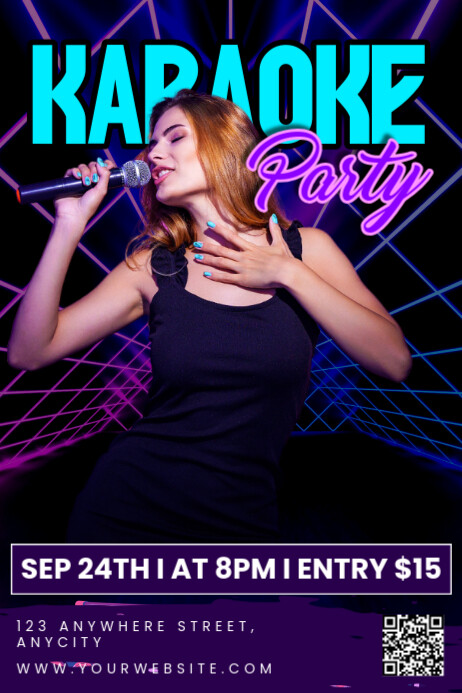 Black 3d Karaoke Party Poster Template | PosterMyWall