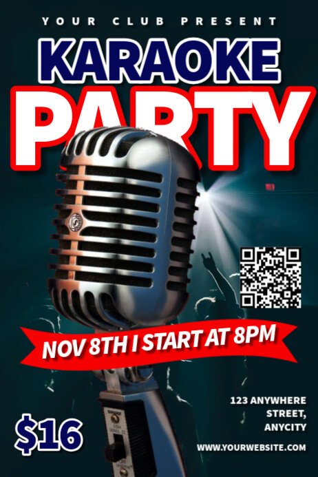 Black 3d Karaoke Party Poster Template | PosterMyWall