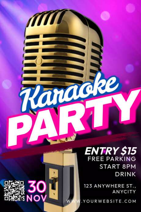 Black 3d Karaoke Party Poster Template | PosterMyWall