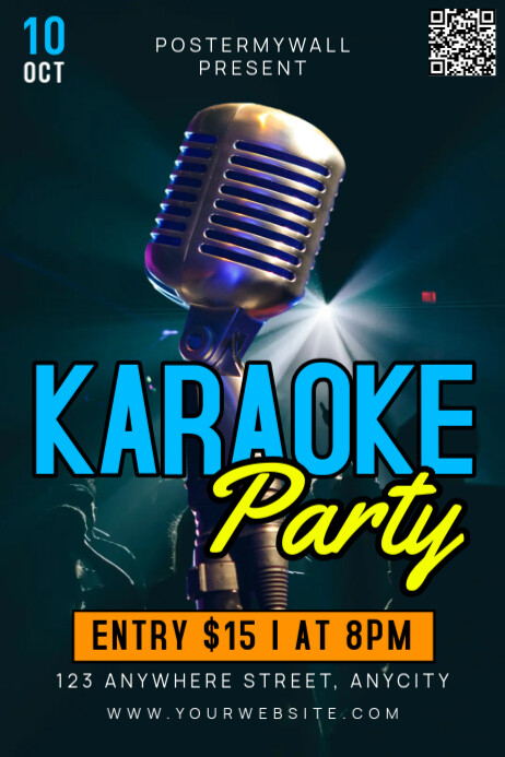 Black 3d Karaoke Party Poster Template | PosterMyWall