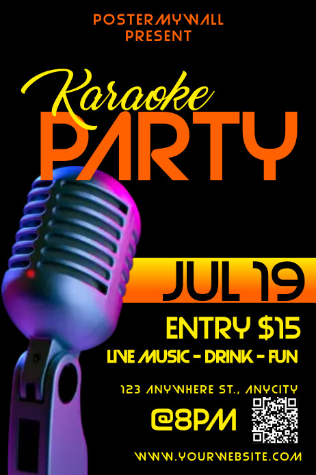 Black 3d Karaoke Party Poster Template | PosterMyWall