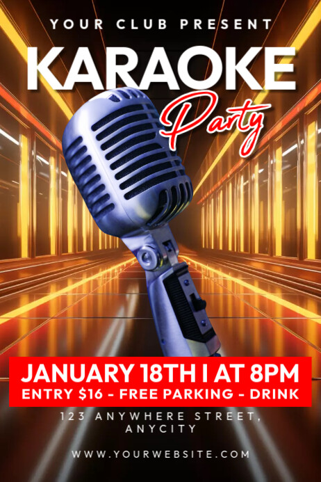 Black 3d Karaoke Party Poster Template | PosterMyWall