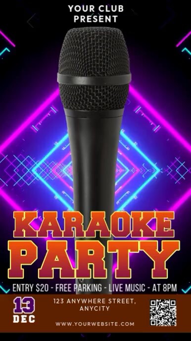 Black 3d Karaoke Party Reel Instagram Template | PosterMyWall