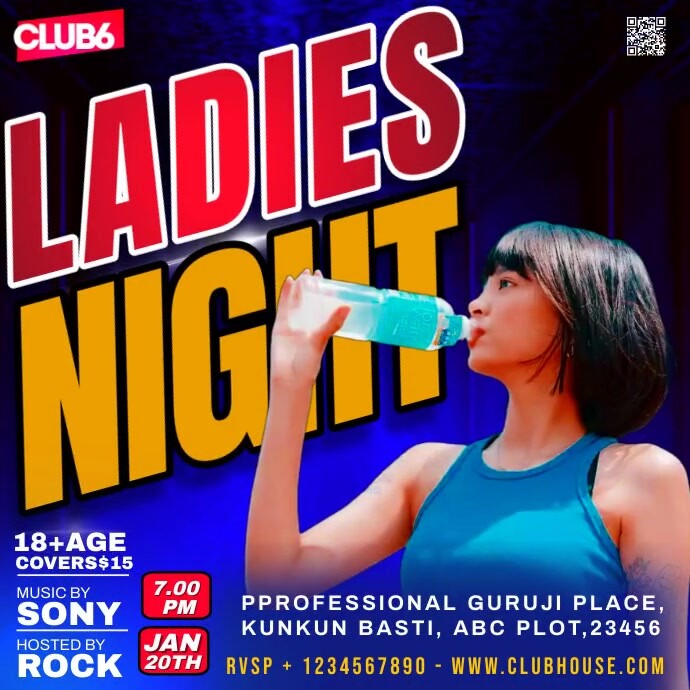 Black 3d Ladies Night Club Party Ads Instagra Template | PosterMyWall