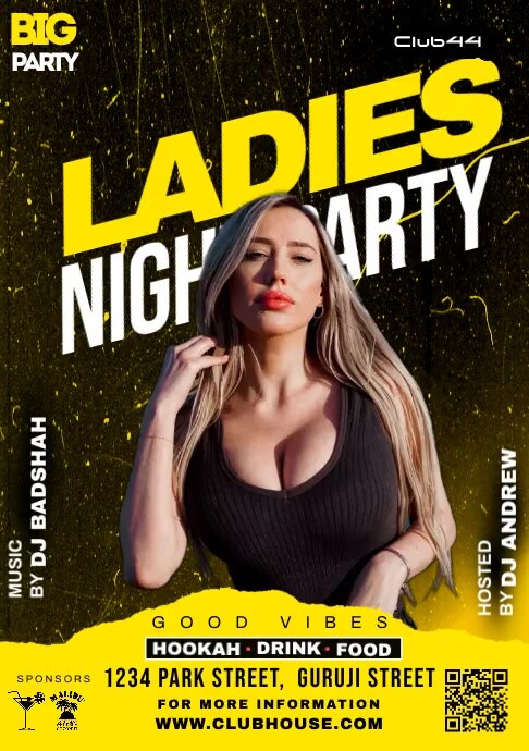 Copy of Black 3d Ladies Night Party A5 | PosterMyWall