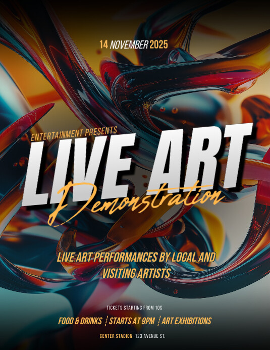Copy of Black 3d Live Art Flyer (us Letter) | PosterMyWall