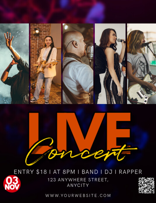 Black 3d Live Concert Pamflet (letter As) Template | PosterMyWall