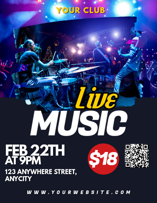 Black 3d Live Music Pamflet (letter As) Template | PosterMyWall