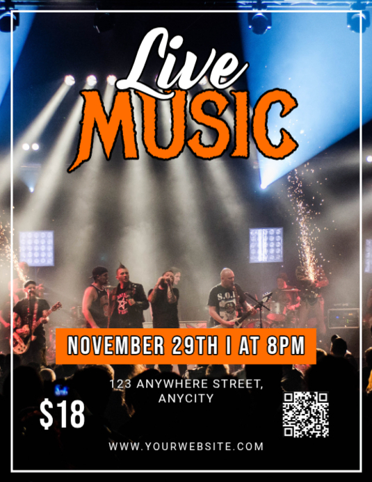 Black 3d Live Music Pamflet (letter As) Template | PosterMyWall