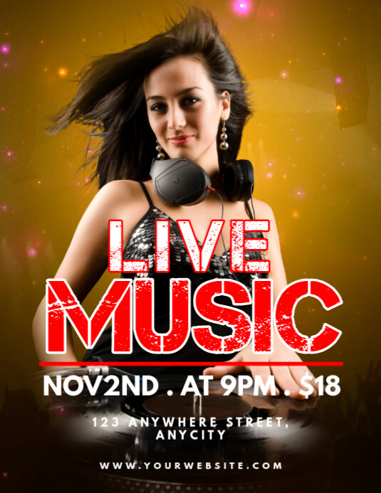 Black 3d Live Music Pamflet (letter As) Template | PosterMyWall