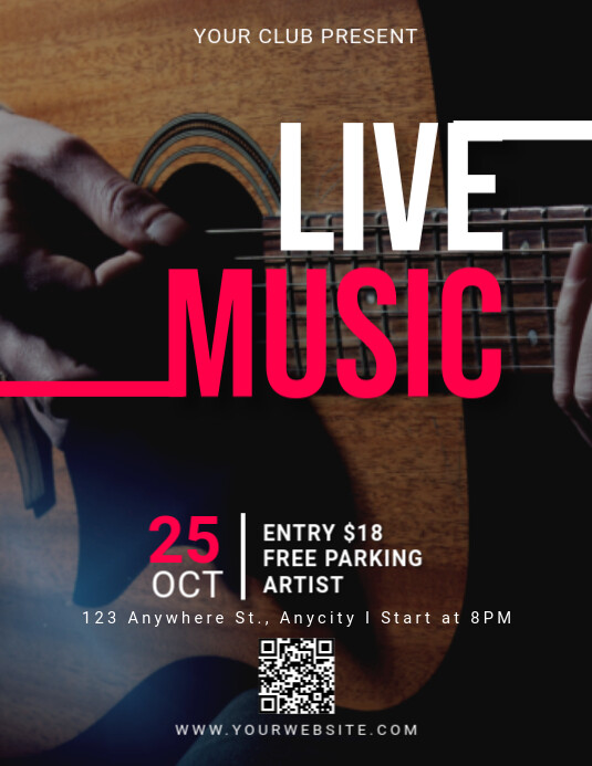 Black 3d Live Music Pamflet (letter As) Template | PosterMyWall