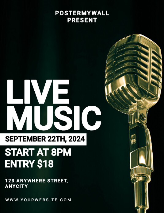 Plantilla de Black 3d Live Music Pamflet (letter As) | PosterMyWall